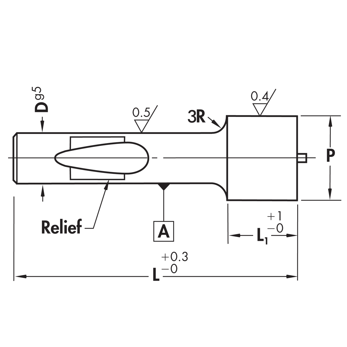 BZK - Ball Lock Point Larger than Shank Punch - Radius Rectangle